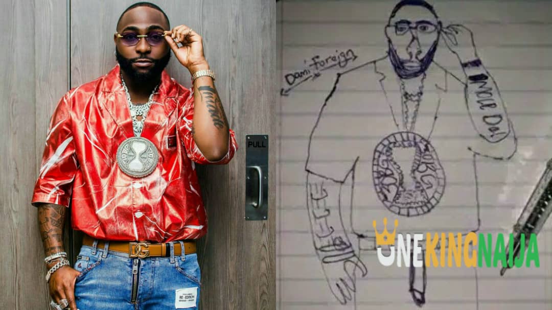 "It took me 15 hours"- Fan draws a special portrait of Davido rocking ...